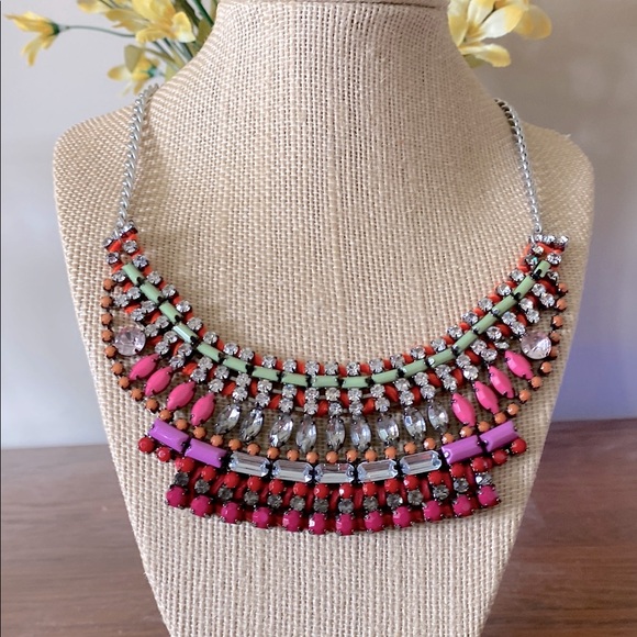 LOFT | Jewelry | Loft Colorful Rhinestone Statement Necklace | Poshmark